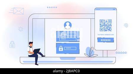 Two steps authentication. Verification push code message on smartphone ...