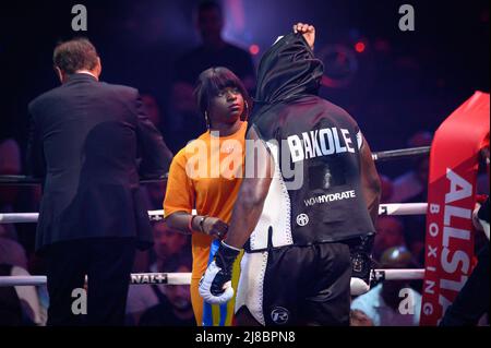 Martin Bakole of England reacts after winning an international ...