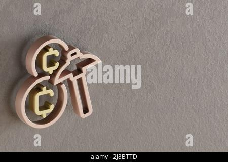 Beautiful illustrations Coin Mining symbol icon on a fountain and ...