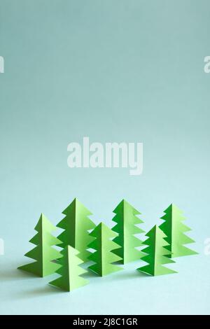Paper forest with free copy paste space for text. Green paper trees on ...