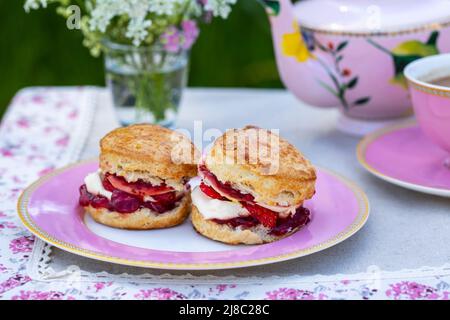 Traditional English garden tea party by the river Thames Stock Photo ...