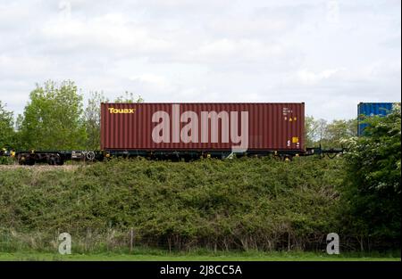 Touax shipping container on a freightliner train, UK Stock Photo - Alamy