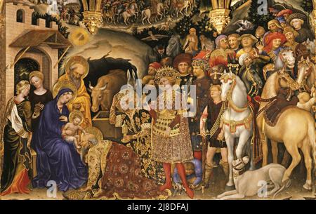 Gentile da Fabriano, Adoration of the Magi,Pala Strozzi, three magi ...