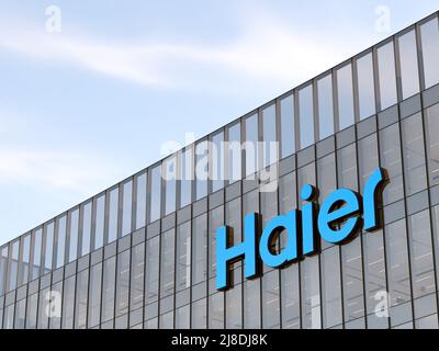 Qingdao, China. May 2, 2022. Editorial Use Only, 3D CGI. Haier Signage ...