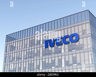 Turin, Italy. May 2, 2022. Editorial Use Only, 3D CGI. Iveco Signage ...