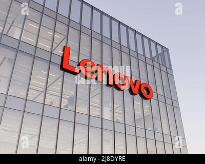 Quarry Bay, Hong Kong. May 2, 2022. Editorial Use Only, 3D CGI. Lenovo ...