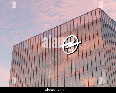 Russelsheim, Germany. May 2, 2022. Editorial Use Only, 3D CGI. Opel ...