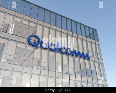 San Diego, CA, USA. May 2, 2022. Editorial Use Only, 3D CGI. Qualcomm ...