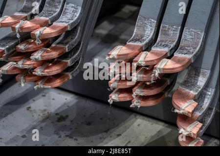 Copper bus elements of stator winding of electric motor Stock Photo - Alamy