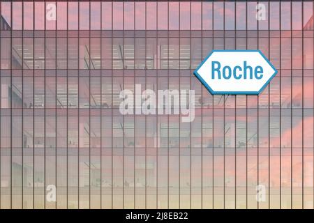 Basel, Switzerland. May 2, 2022. Editorial Use Only, 3D CGI. Roche ...