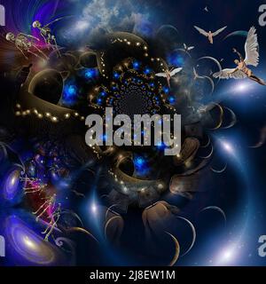 Angels in vortex of eternity. 3D rendering Stock Photo - Alamy