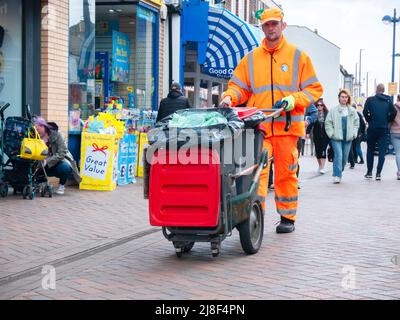 Street sweeper with his equipment hand cart Stock Photo - Alamy