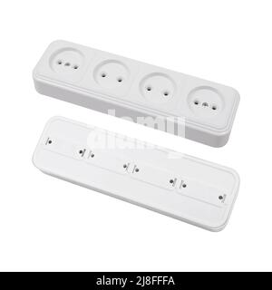Overhead socket for 4 connectors isolated on a white background. Two ...