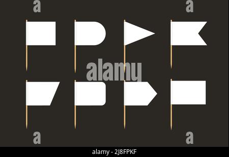 Toothpick flags isolated on wood stick with white paper. Realistic ...