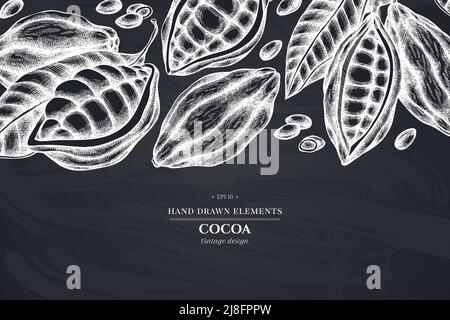 Monochrome design with chalk cocoa beans, cocoa Stock Vector Image ...