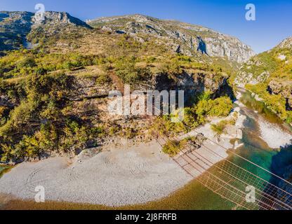 Sights of Montenegro. Landmark Old rusty bridge. Attraction Long ...