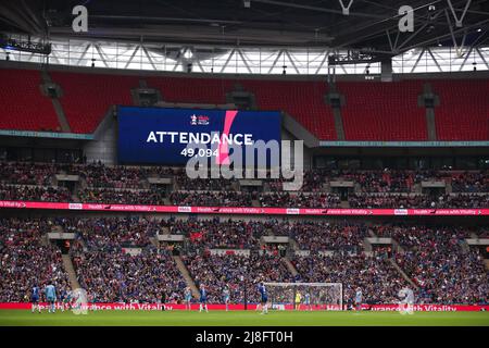 A general view of Wembley as the big screen shows the attendance during ...
