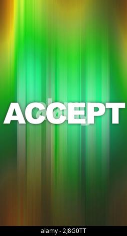 Accept word on abstract fast motion colorful background. Agreement ...