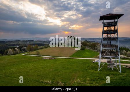 Lookout Tower in Brusnik, Lesser Poland. Drone Panorama at Spring Stock ...