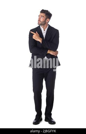 young man pointing to his side, isolated on white background Stock ...