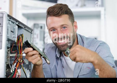 Man enjoying fast internet connection Stock Photo - Alamy