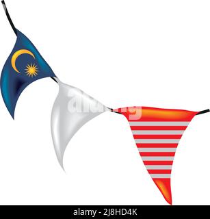 Malaysia flag garland bunting decoration isolated on light background ...
