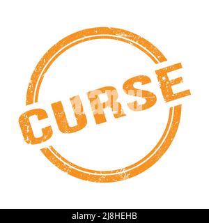 CURSE text written on orange grungy vintage round stamp Stock Photo - Alamy