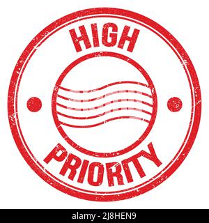 HIGH PRIORITY text written on green grungy vintage round stamp Stock ...