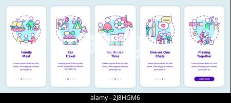 Family time together onboarding mobile app page screen vector template ...