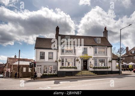 Crowborough, April 5th 2022: The Crowborough Cross pub Stock Photo - Alamy