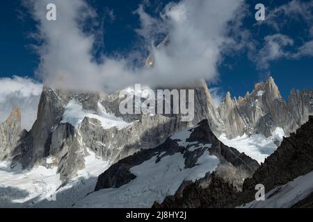 The iconic Cerro Fitzroy creates its own weather, often shrouded Stock ...