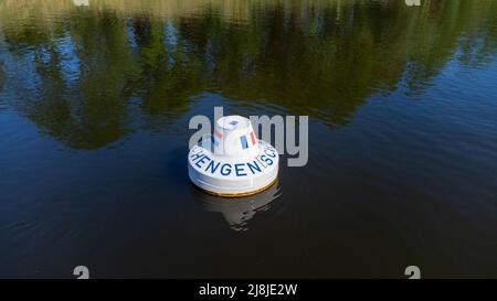 Flotation buoy, Tripoint DE/LU/FR, Schengen, Luxembourg Stock Photo - Alamy