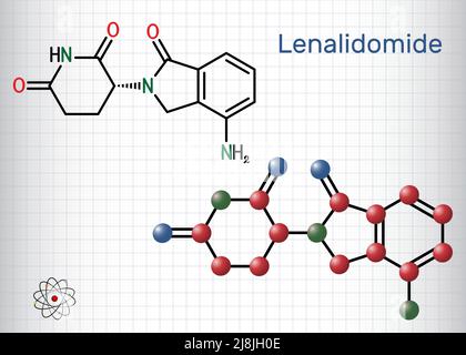 Lenalidomide multiple myeloma drug molecule. Skeletal formula Stock ...