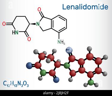 Lenalidomide multiple myeloma drug molecule. Skeletal formula Stock ...