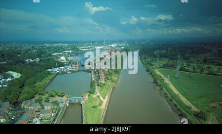 Aerial Views of Preston Dock and River Ribble Stock Photo - Alamy