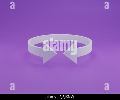 Minimal horizontal circular round rotation white arrow icon aim toward ...