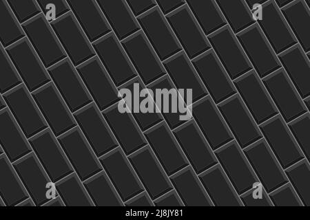 Black rectangles tile diagonal arrangement background. Ceramic or stone ...