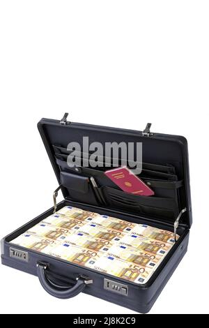 Suitcase full of Euro bills Stock Photo - Alamy