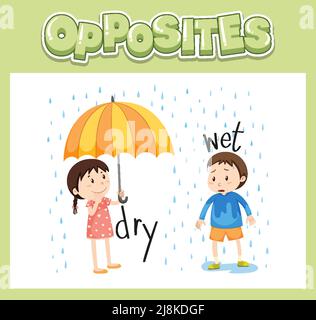 Opposite words for dry and wet illustration Stock Vector Image & Art ...