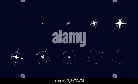 Shine effect sprite. Blast fx game sequence. Vector sunlight sparkle ...