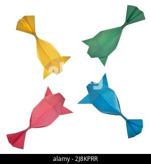 Red paper fish origami isolated on a blank white background Stock Photo ...