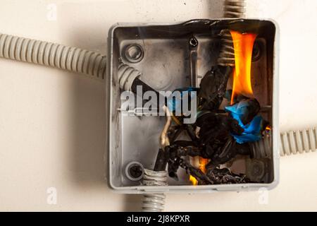 The wires in the electrical panel caught fire, creating a dangerous ...
