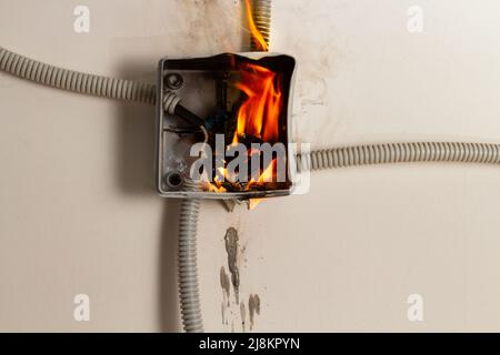 The wires in the electrical panel caught fire, creating a dangerous ...