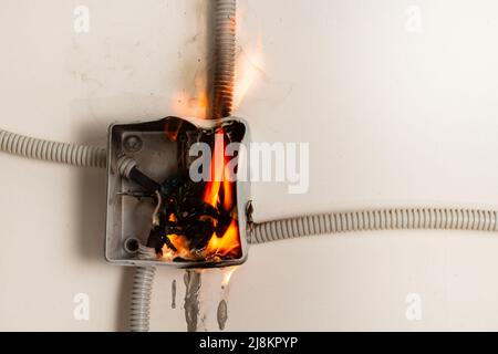 The wires in the electrical panel caught fire, creating a dangerous ...
