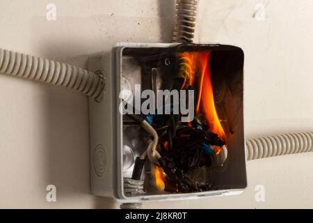 The wires in the electrical panel caught fire, creating a dangerous ...