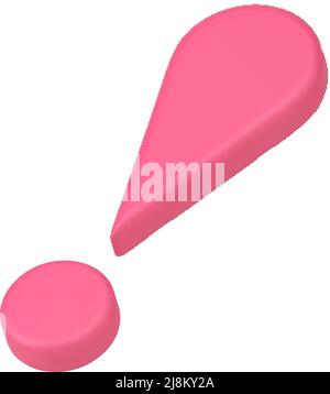 Isometric pink glossy exclamation mark important hazard beware error ...