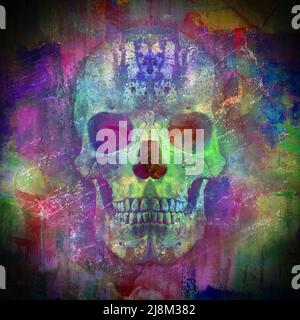 abstract colored artistic skull, graphic design concept, grunge art ...