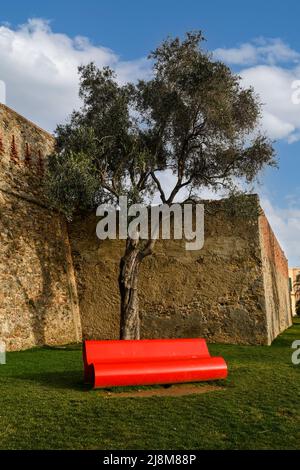 Detail of the exterior of the Fort of Santa Tecla (1756) with an old ...