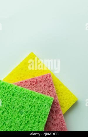 top view of cellulose sponge cloths on grey background Stock Photo - Alamy