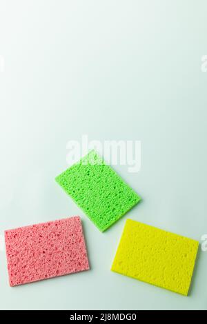 top view of cellulose sponge cloths on grey background Stock Photo - Alamy